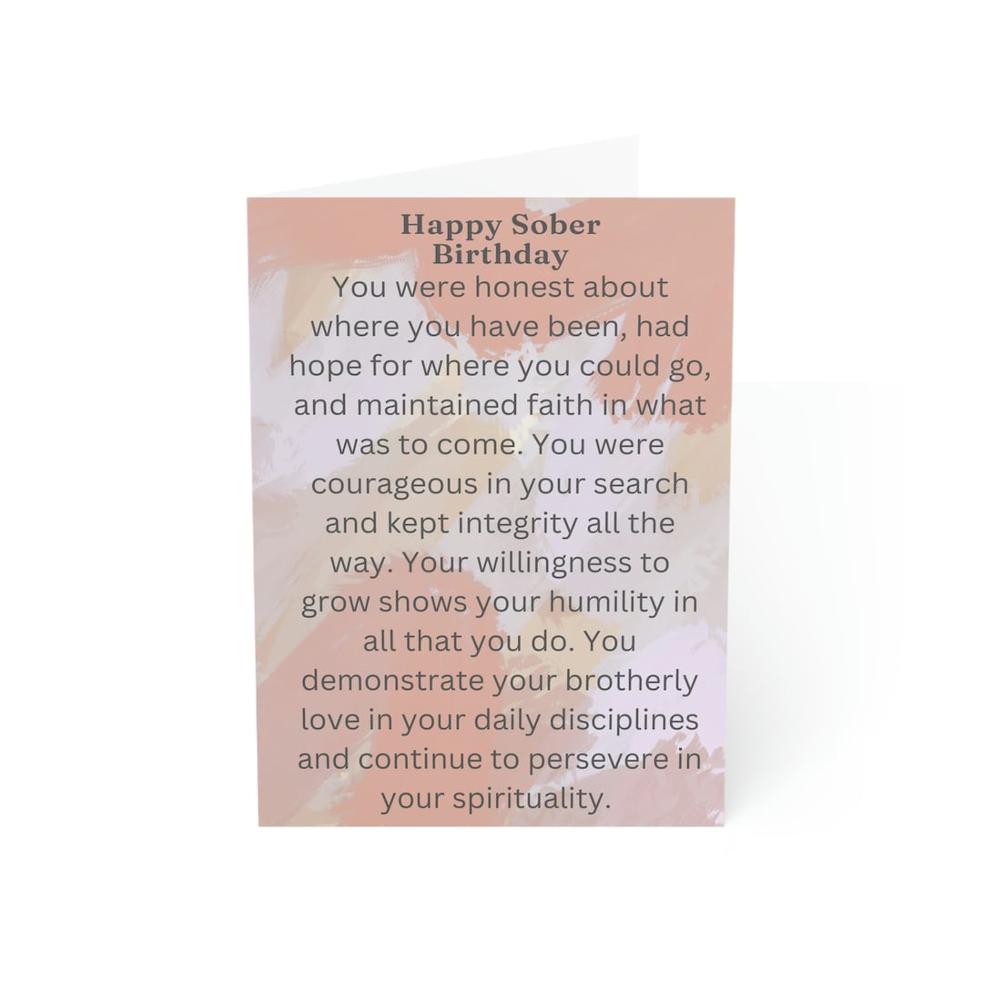 Sober Birthday Celebration Cards, Soberversary Card, Anniversary of Sobriety Date Stationary ...