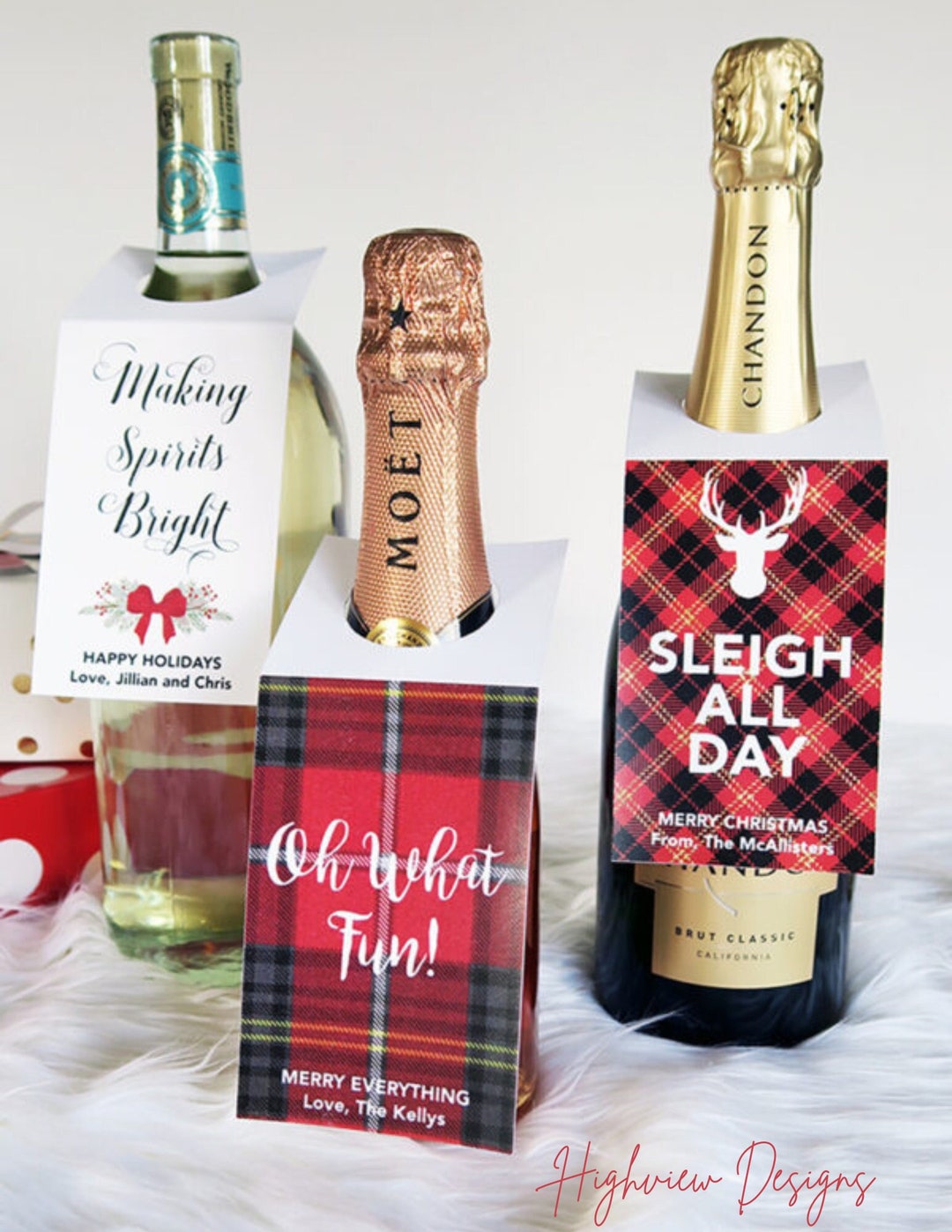 Printable CHRISTMAS Wine Gift Tag. Editable 3 Different Wine Bottle ...