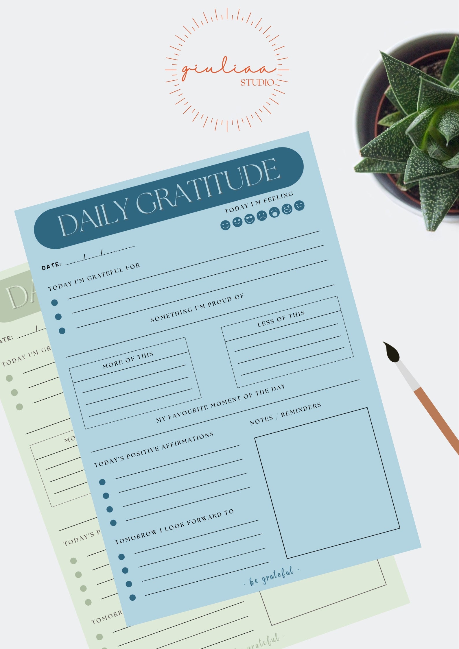 Daily Gratitude Planner "fresco" | Digital Diary | Daily Check in ...