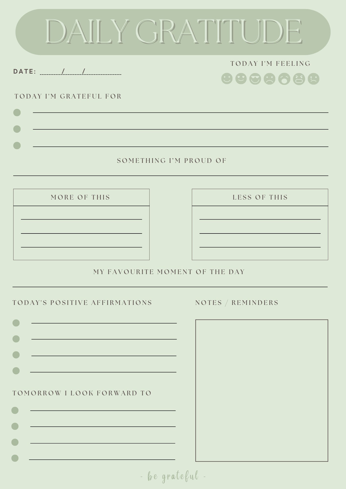 Daily Gratitude Planner "fresco" | Digital Diary | Daily Check in ...