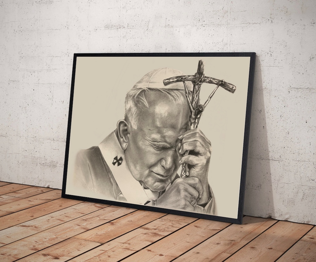 Pope John Paul II Digital Drawing - Etsy