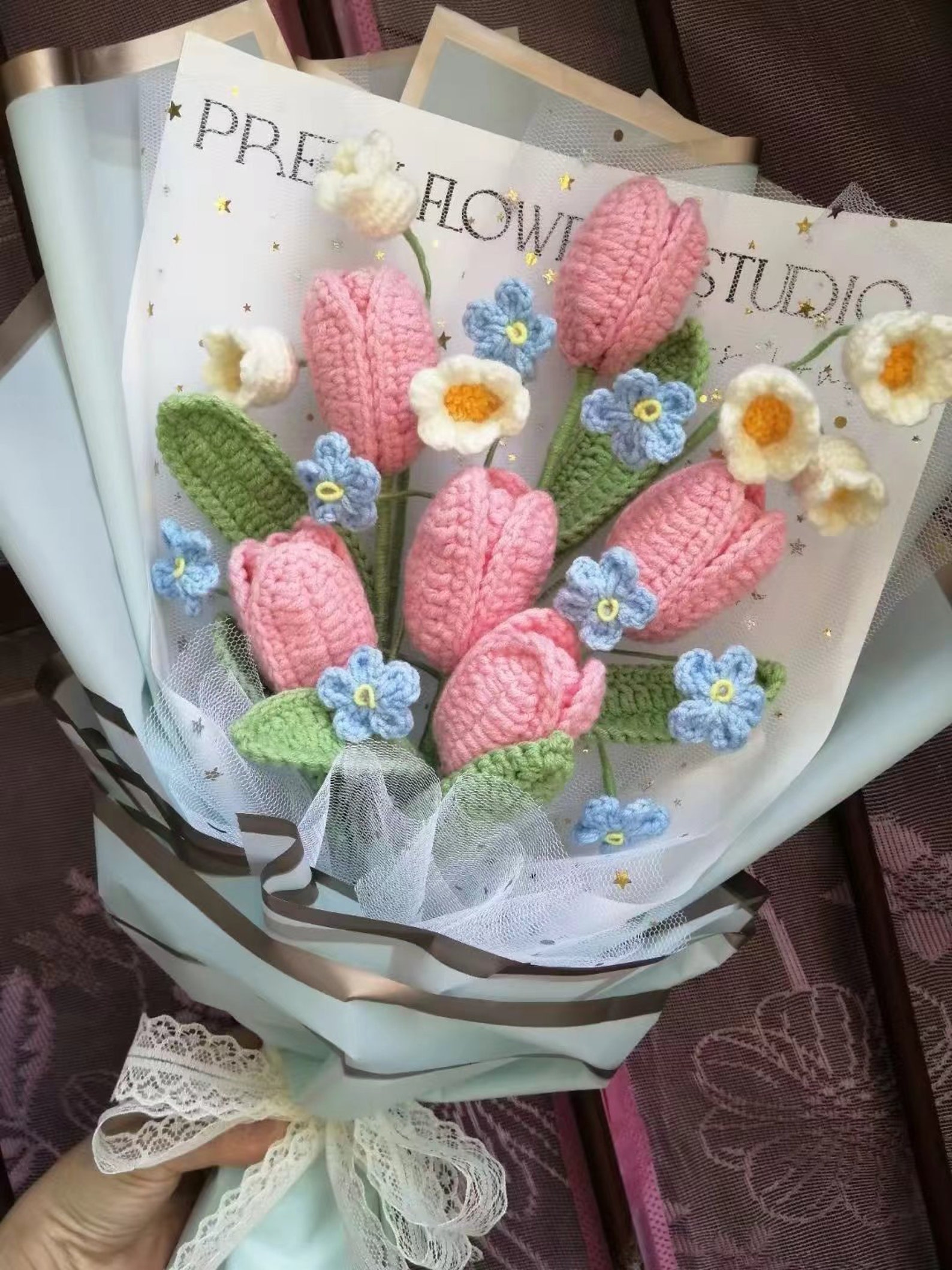 Handmade Tulips Flowers Bouquet Crochet Flower Bouquet - Etsy