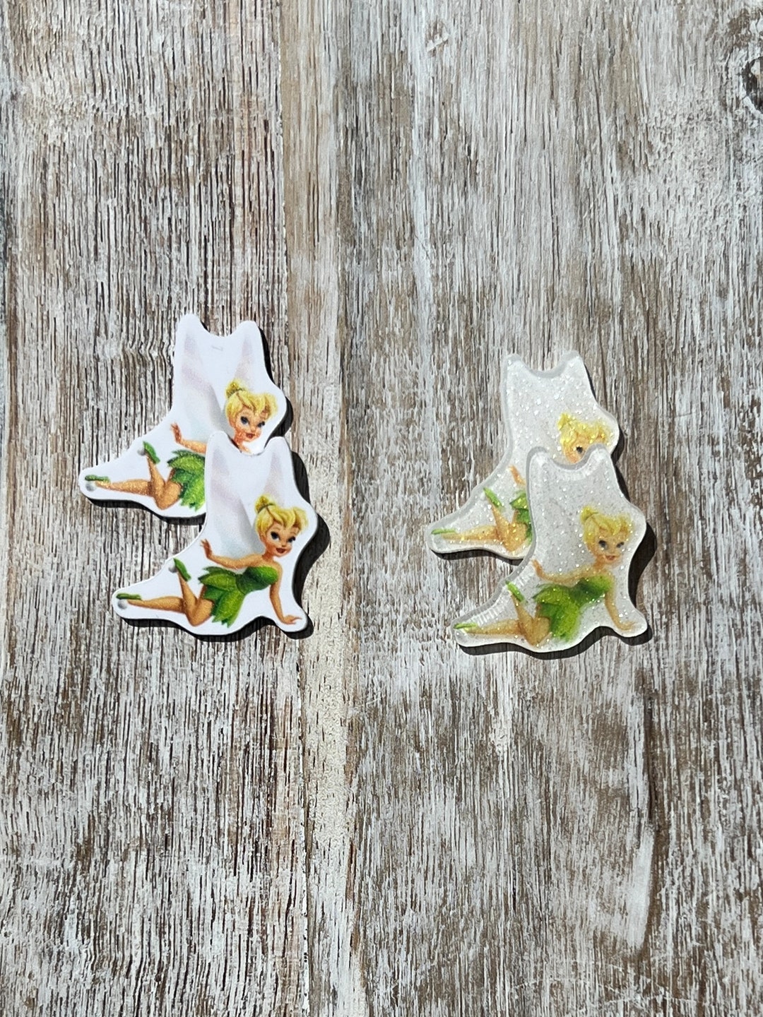 Peter Pan Flat Back Planar Resin | Tinker Bell | GLITTER | Hair Bow ...