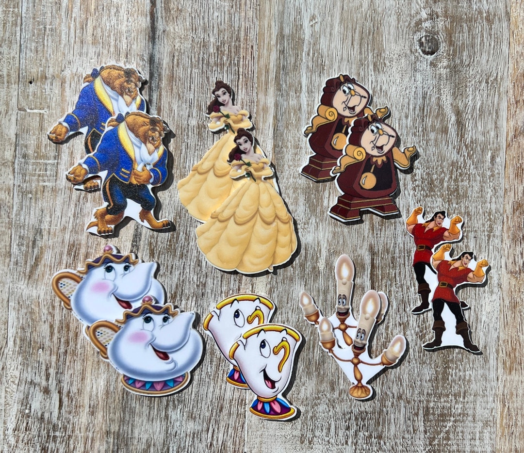 Beauty and the Beast Flat Back Planar Resin Belle, Gaston, Chip, Mrs ...