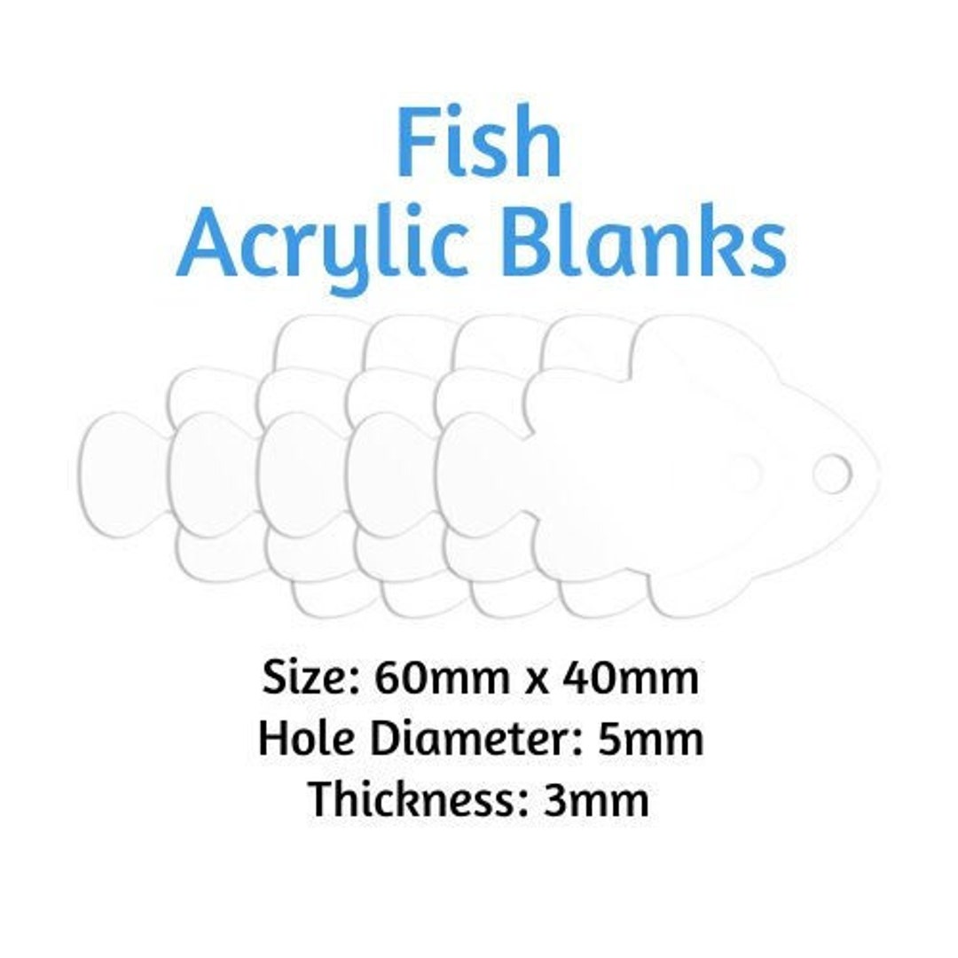 Fish Acrylic Blanks 60mm X 40mm for Keychains, Badge Reels, Ornaments ...