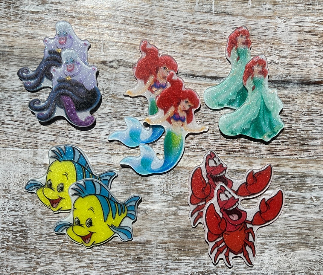 Little Mermaid Flat Back Planar Resin | Ariel, Flounder, Ursula ...