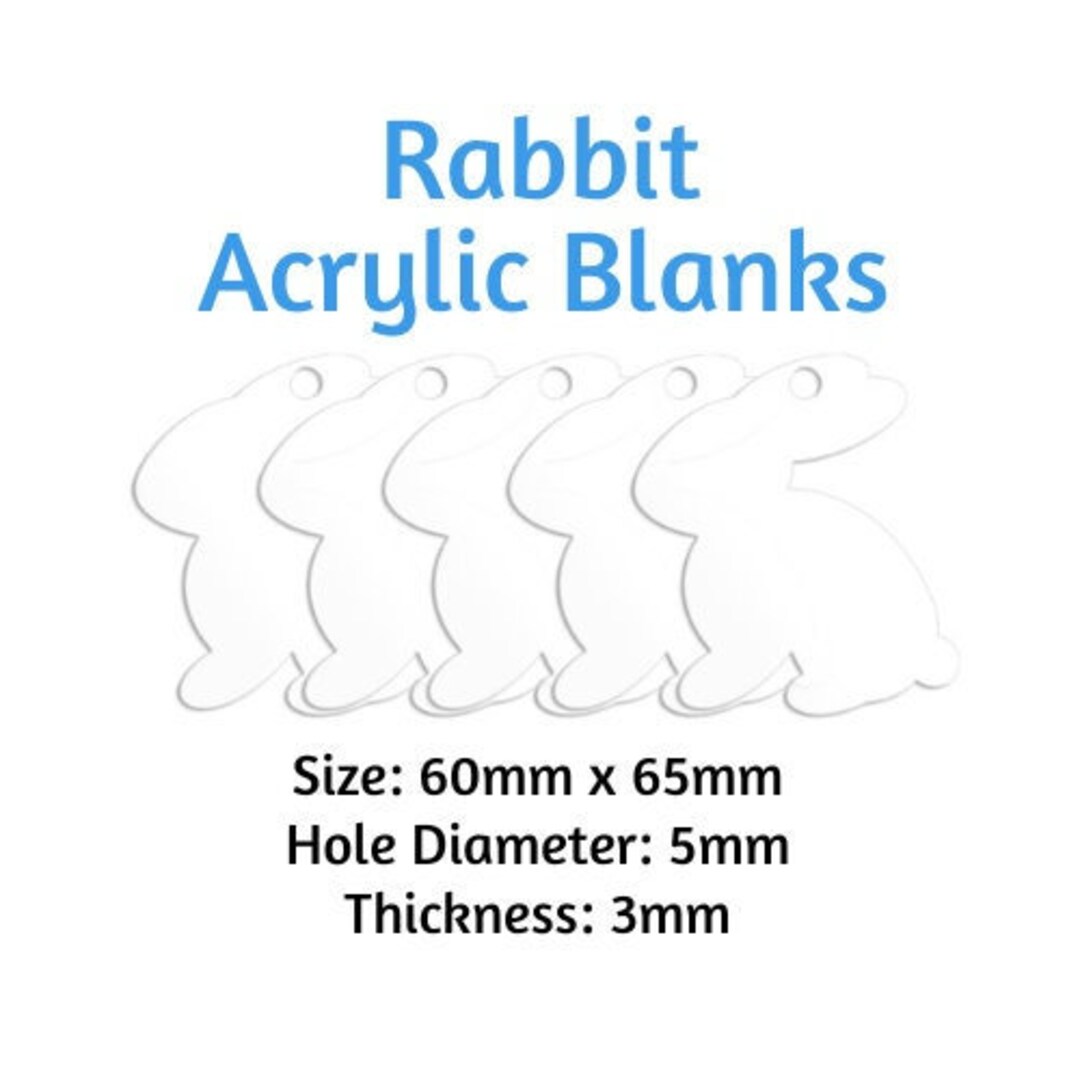 Bunny Rabbit Acrylic Blanks 60mm X 65mm for Keychains, Badge Reels ...