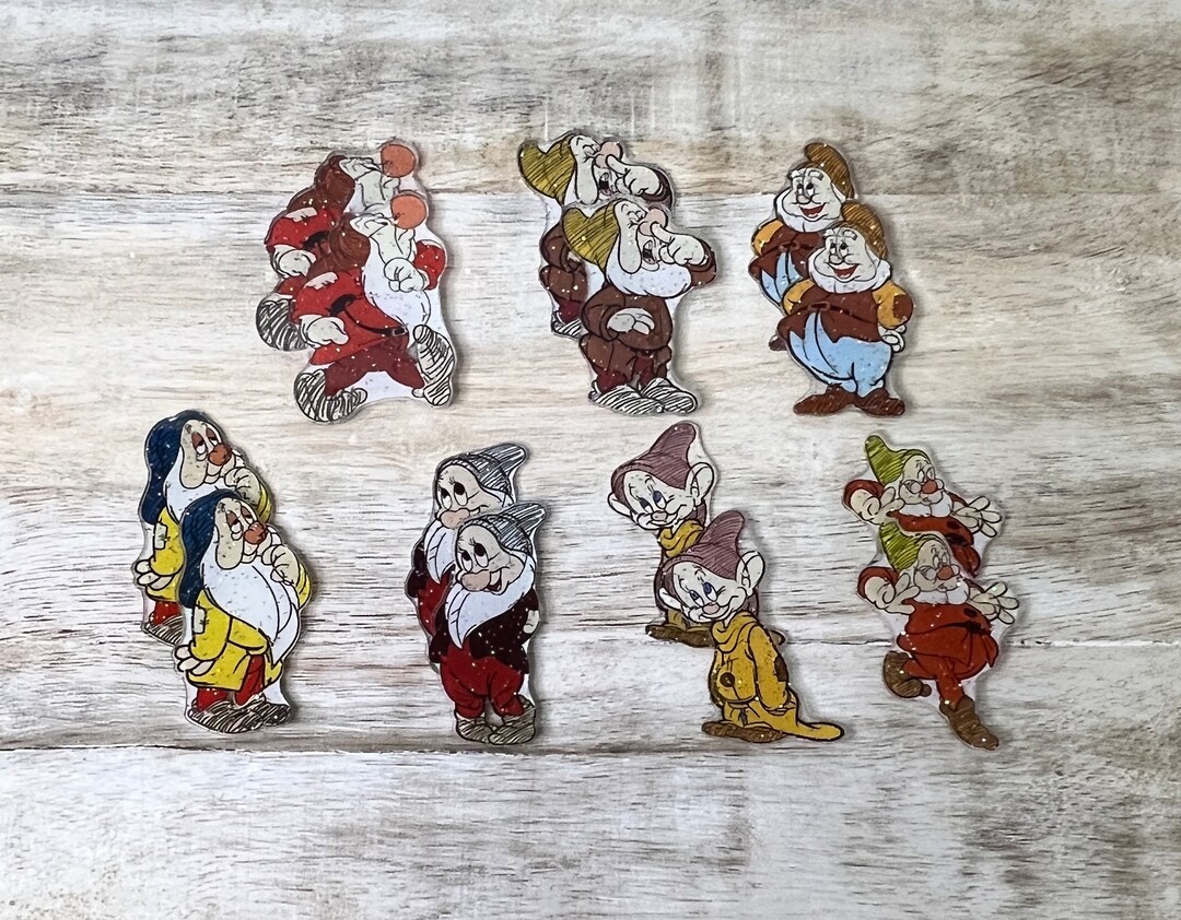 Snow White and Seven Dwarfs Glitter Resin Flatbacks | Craft ...