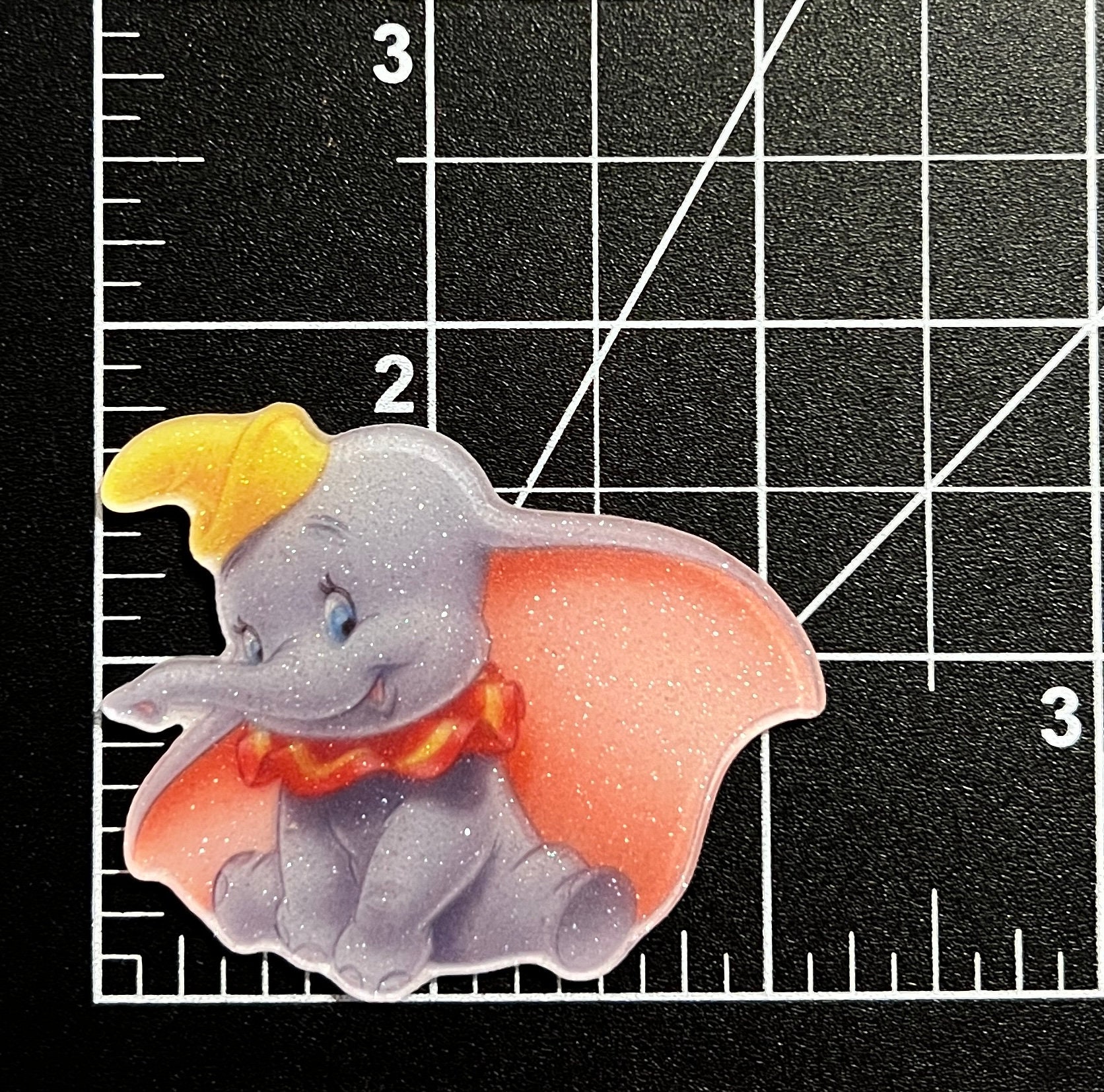 Dumbo Flat Back Planar Resin GLITTER Hair Bow Center, Key Ring ...