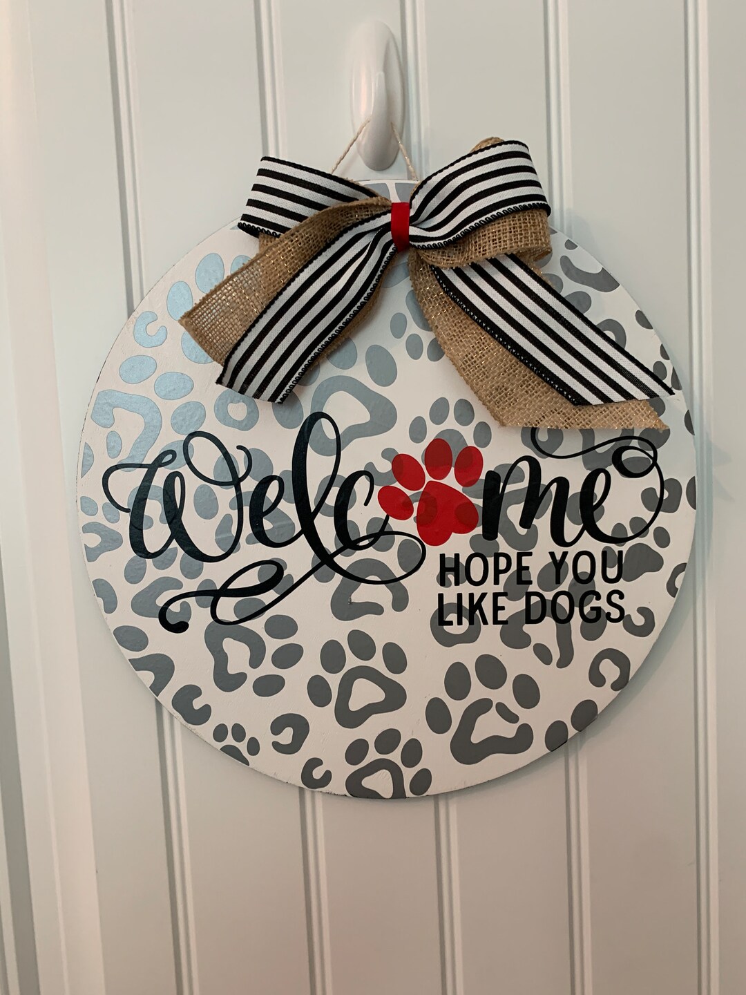 Personalized, Welcome Sign Front Door, Welcome Dogs Front Door Sign ...