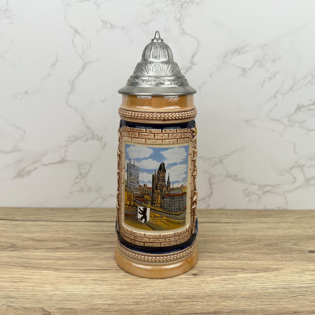 Western German Beer Stein, Berlin Themed, Ceramic Beer Stein With ...