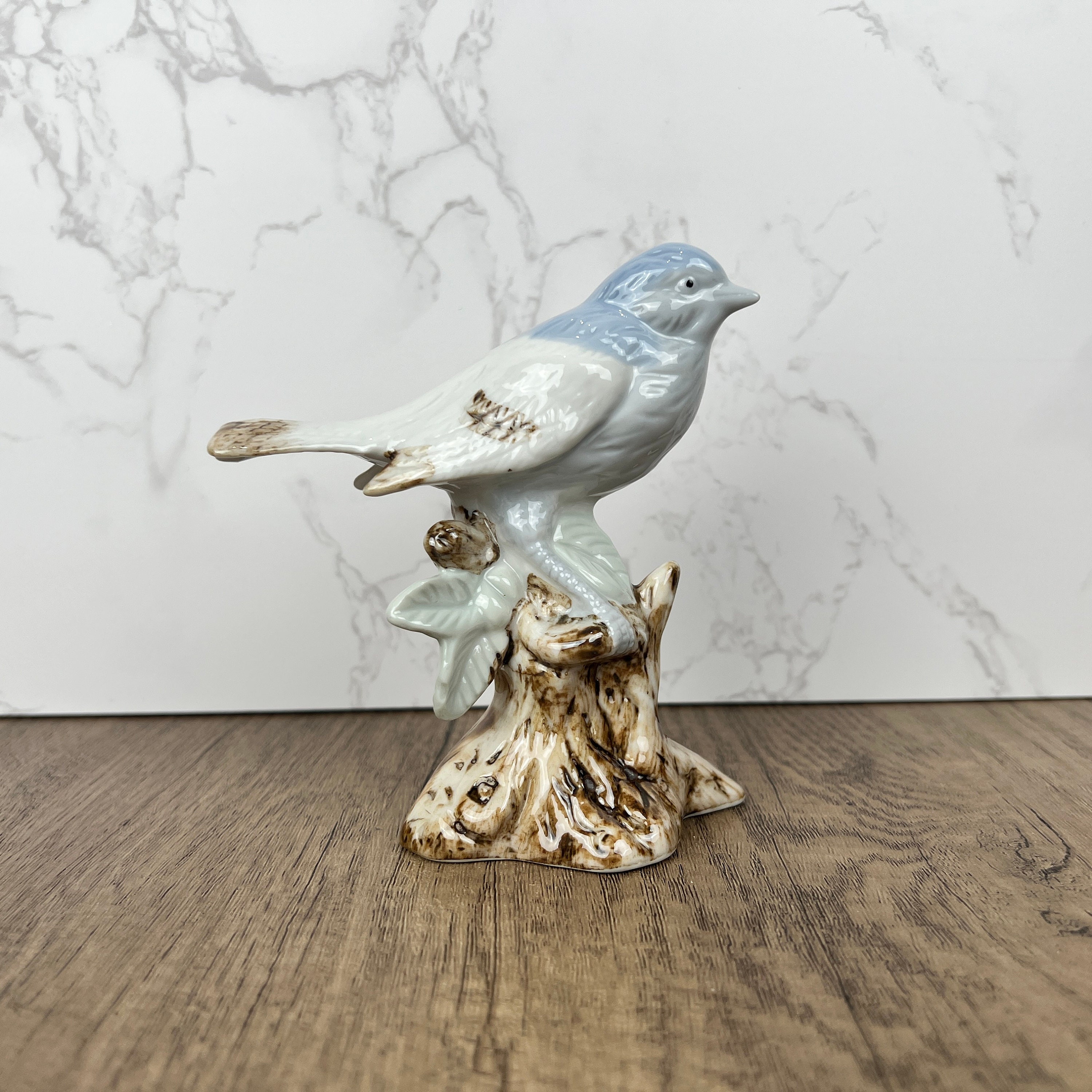 Ceramic Bird on Log Figurine, Table Decoration Figures, Porcelain ...