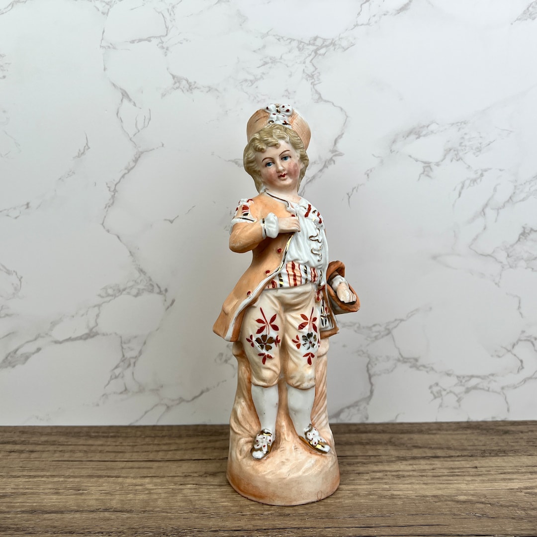 VICTORIAN BOY STATUE Antique German Bisque Porcelain Figurines ...