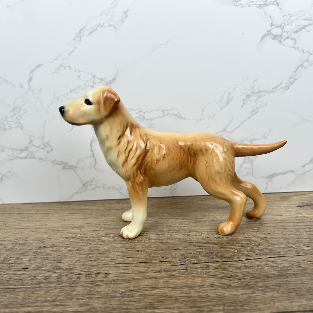 Vintage Porcelain Ceramic Male Golden Labrador Retriever Dog Ornament ...