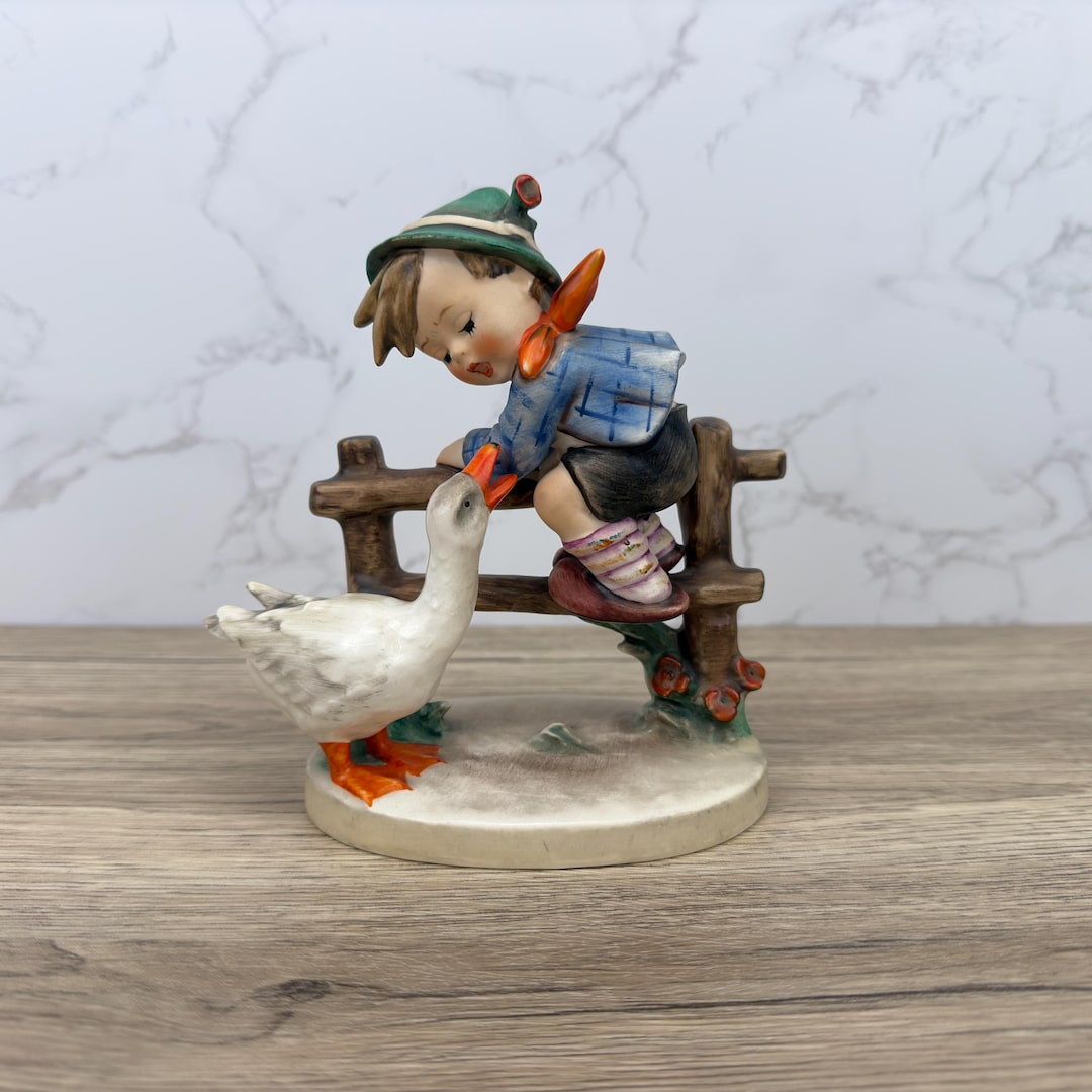Large HUMMEL GOEBEL "barnyard Hero" Figurine, Boy on Fence With Goose ...