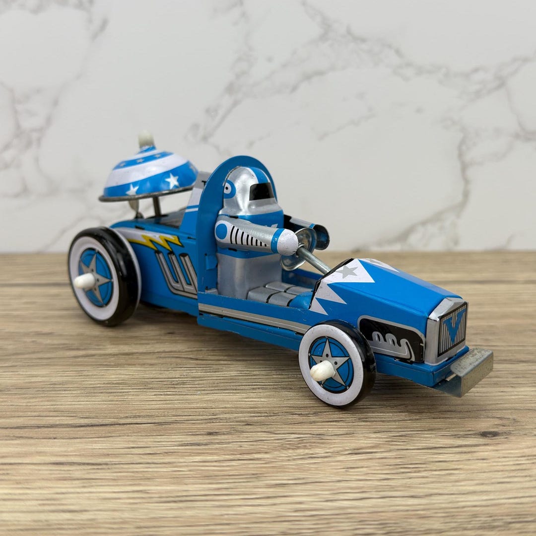 Space Race Car Vintage Tin Space Car Clockwork Toy Vintage Lithographed ...