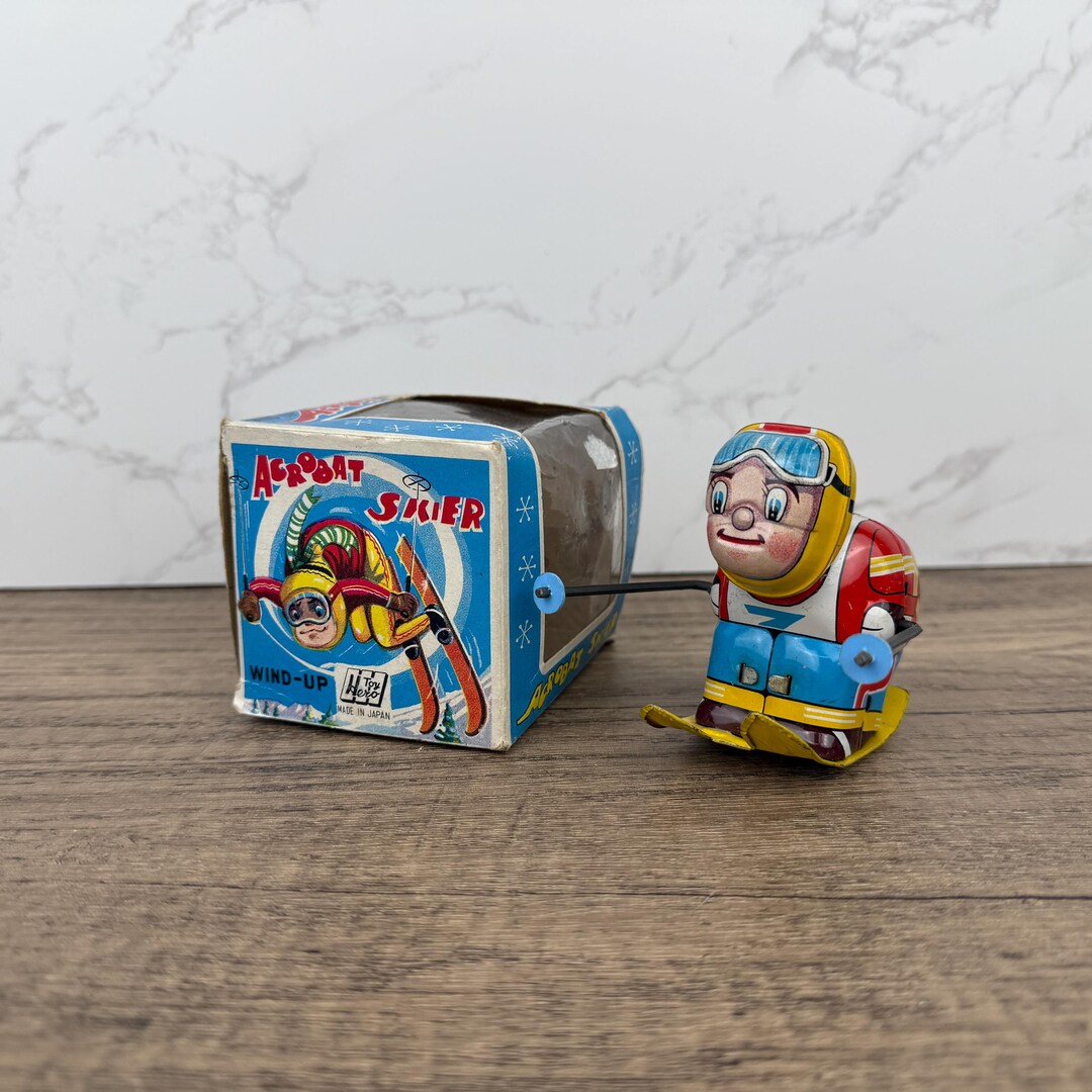 1960's Japanese Tinplate acrobat Skier Working Wind-up Toy by Hiro ...