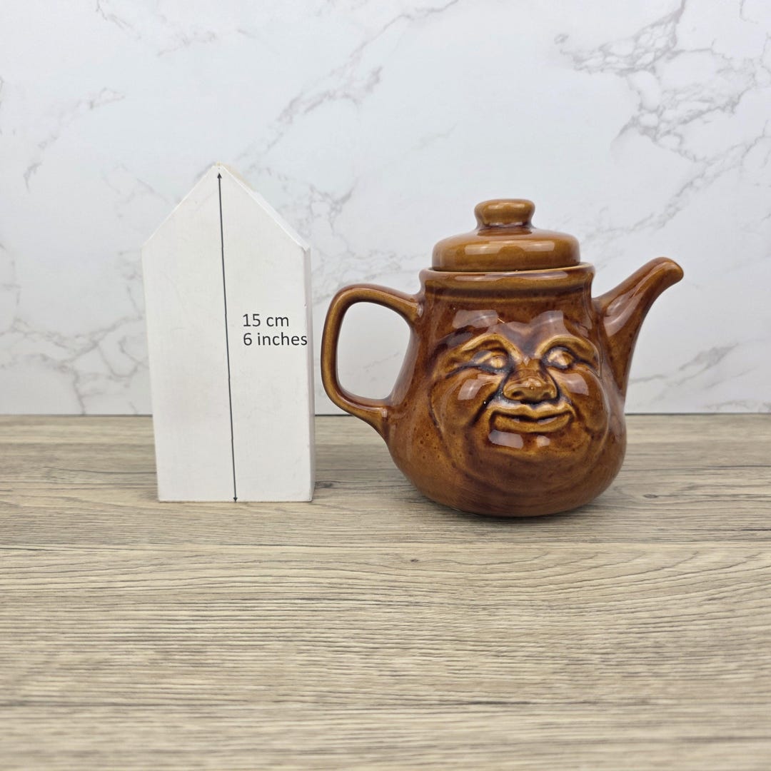 Vintage Brown Glazed Ceramic Teapot With Smiling Face Design |pottery ...