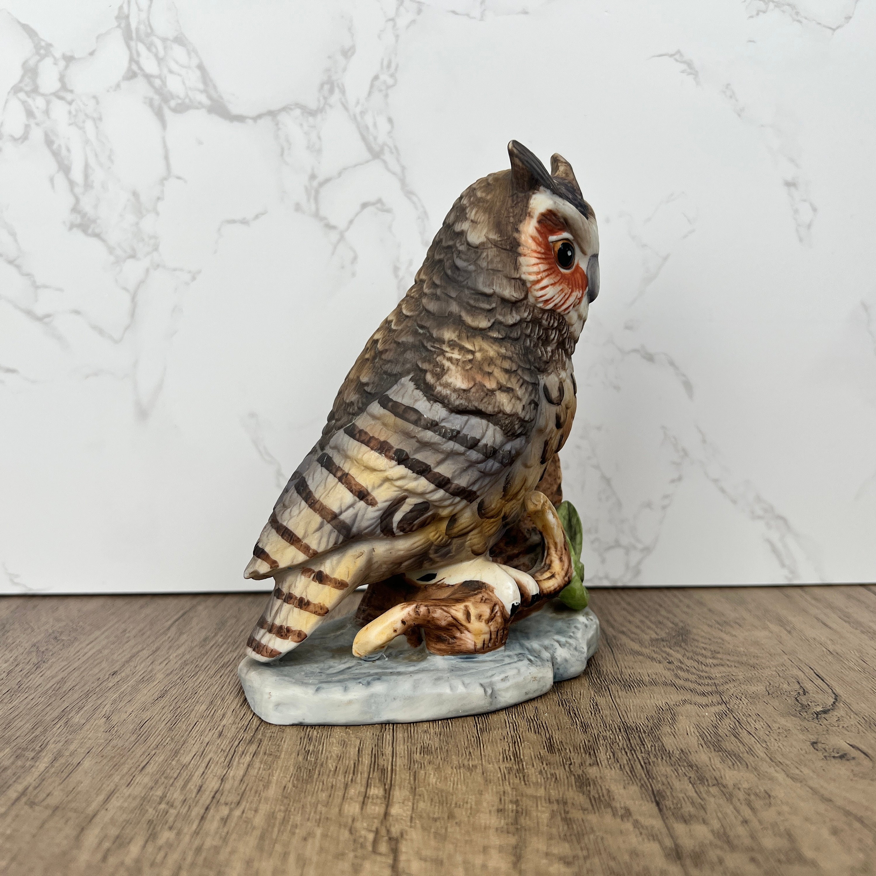 Longeayedowl Porcelain Owl Figurine, Bird Ornaments Brown Barn Owl ...