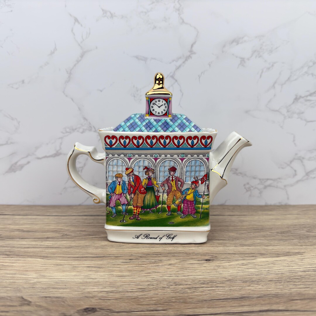 Sadler Championship "a Round of Golf" Teapot, Gold Trimmed Kitchen ...