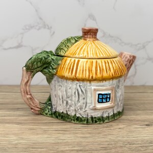 Ceramic Figural Cottage House Teapot, Rabbit Family Teapot, Novelty ...