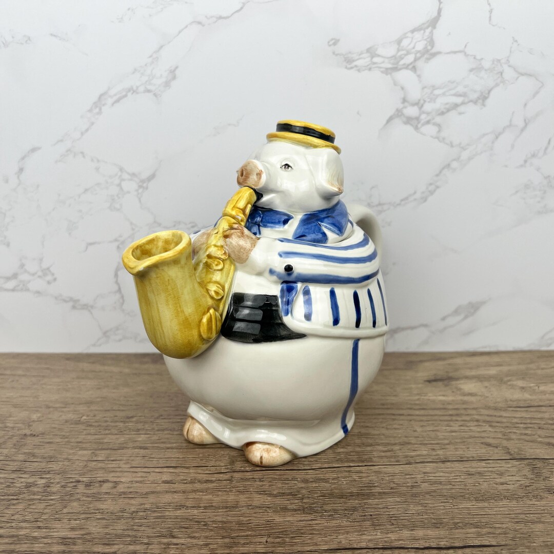 Vintage Otagiri Pig Playing Saxophone Teapot, Hand Crafted Made in ...