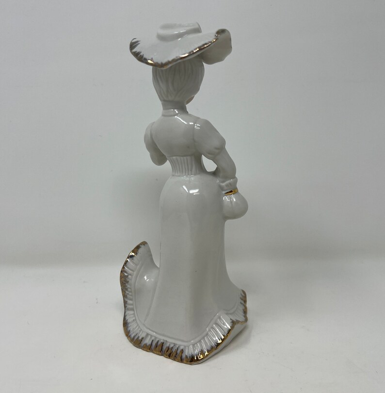 Vintage Porcelain Lady Figurine Solid White Gold Trim, JBG London Hand ...