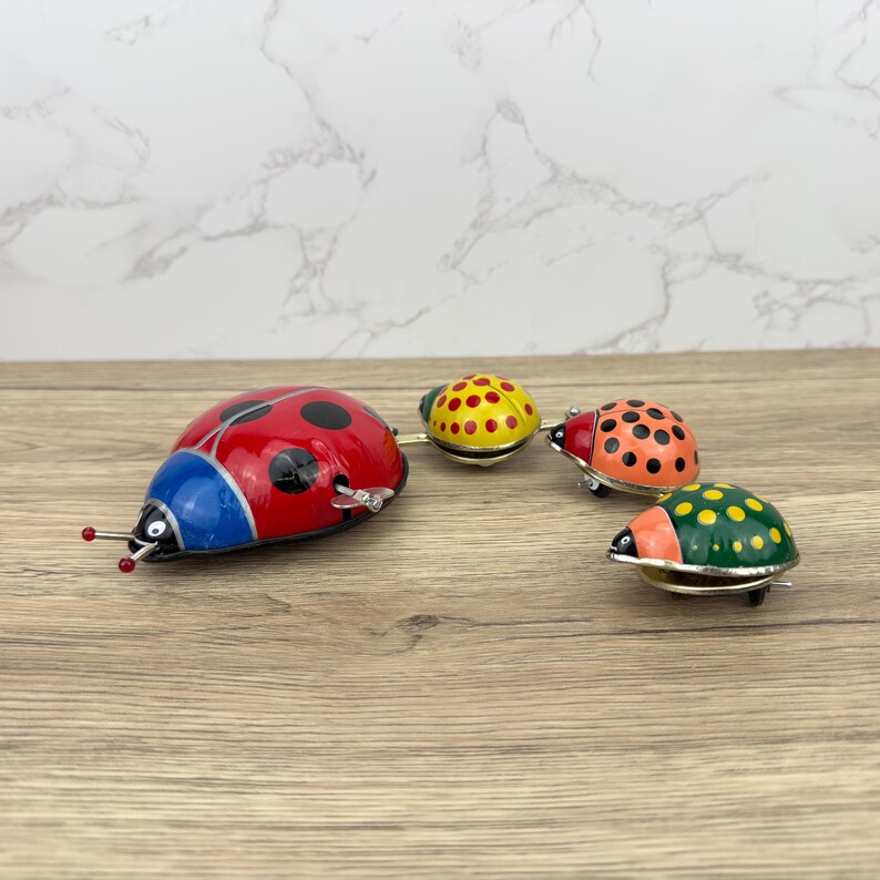 Vintage Tinplate Ladybug Family Parade Windup Toy, Collectible With Box ...