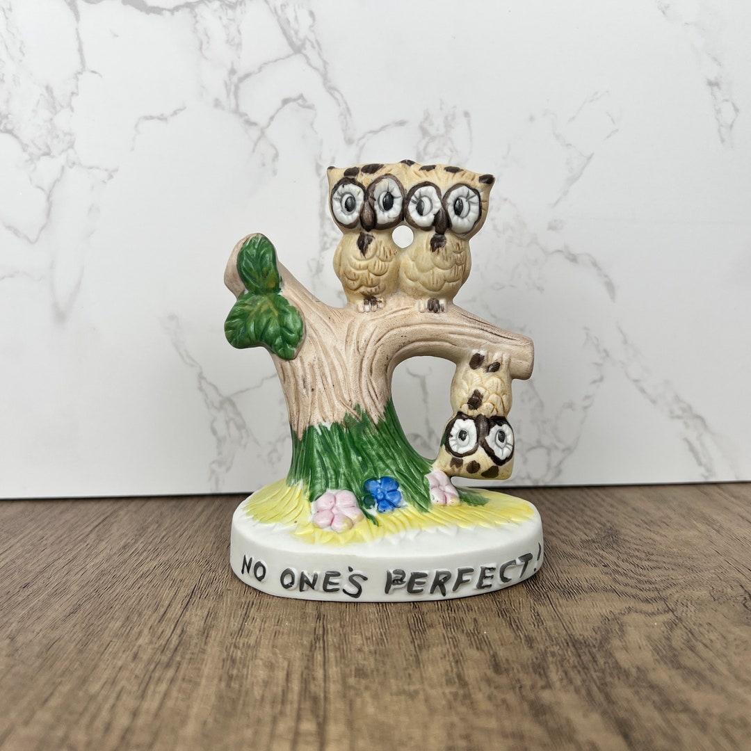 Vintage Porcelain Owls Ceramic Figurine, Hand Painted Three Owls in a ...