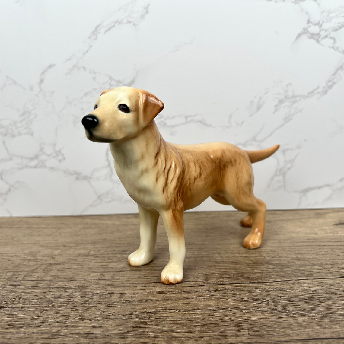 Vintage Porcelain Ceramic Male Golden Labrador Retriever Dog Ornament ...