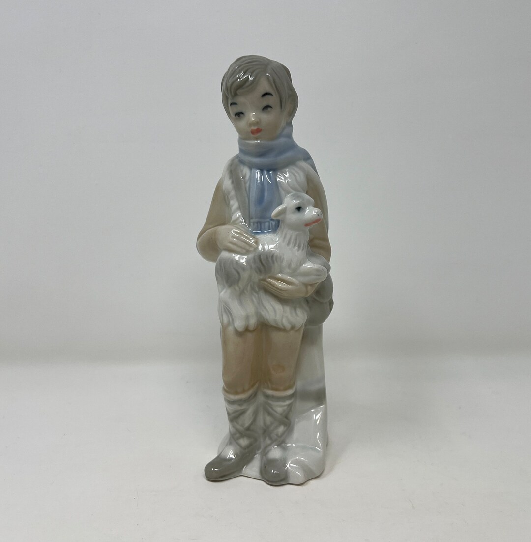 SANGO Figure of a Boy With a Lamb, Vintage Spanish Figurine, Old Stuff ...