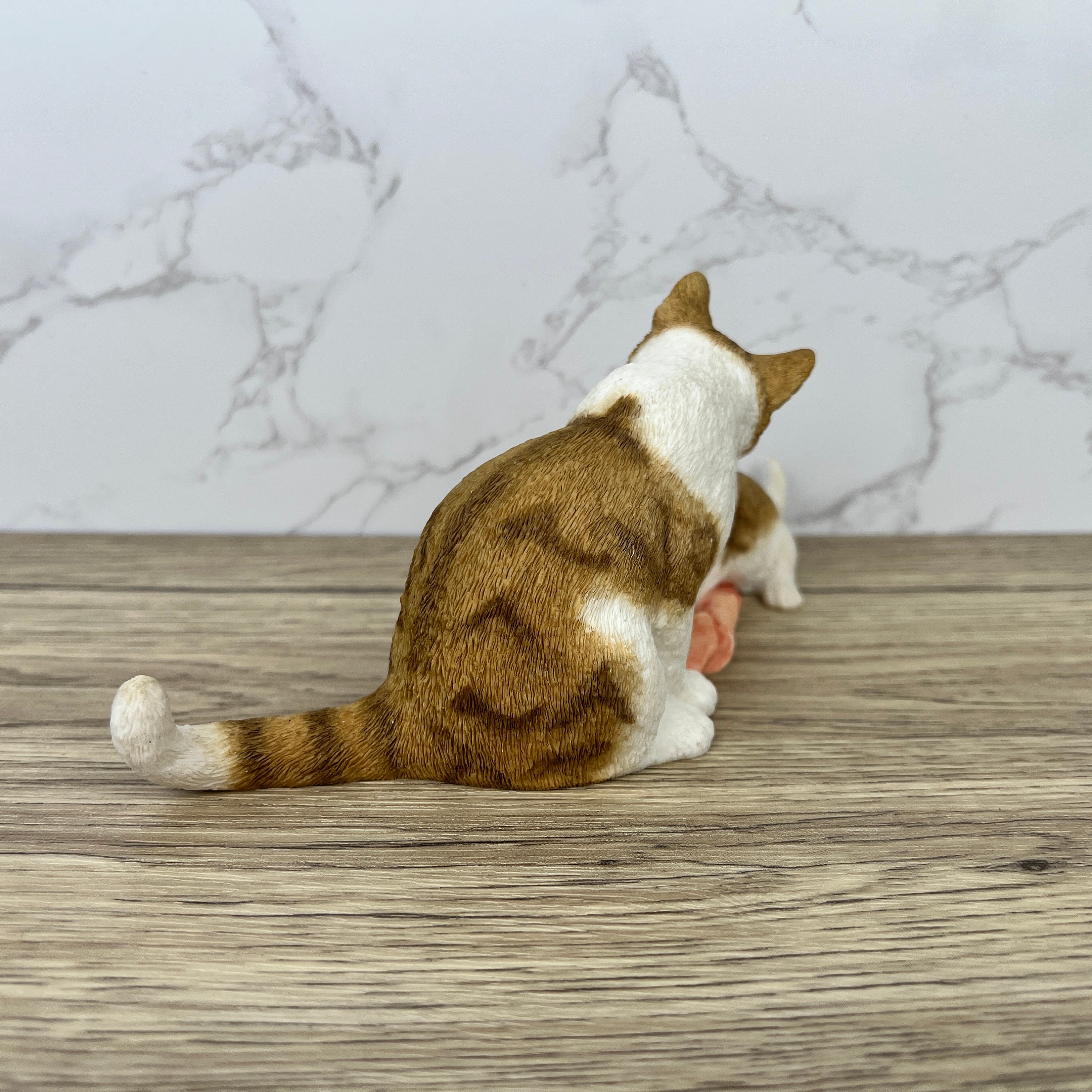 Ginger Cat and Her Kitten, Resin Cat Family Figurine, Perfectly ...