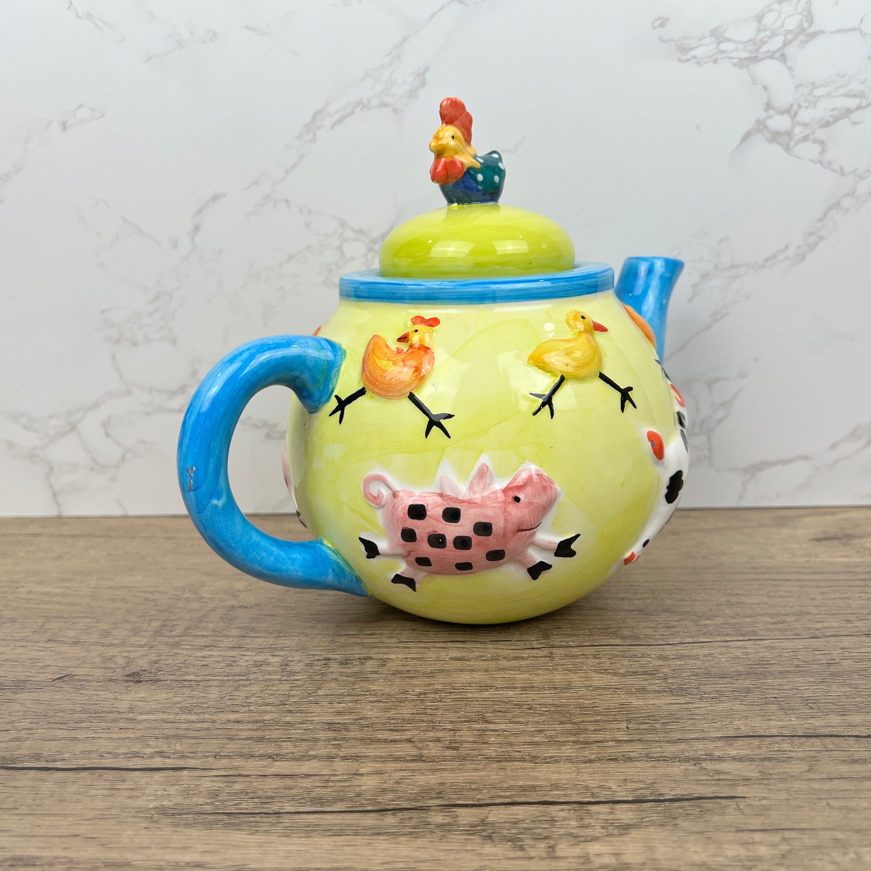 Vintage Colourful Porcelain Tea Pot, Animal Decorated Teapot, Rayware ...