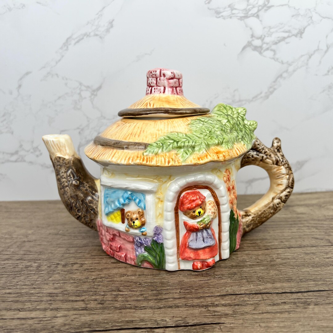 Ceramic Figural Cottage House Teapot, Mamma and Baby Bear Teapot ...
