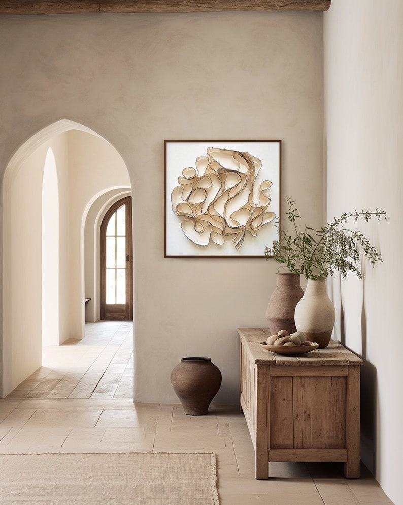 Textured Fiber Wall Art / 3D Neutral Canvas Ribbon Sculpture - Etsy