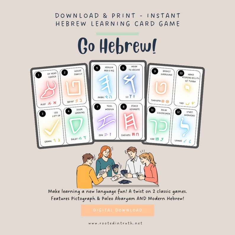 Go Hebrew language Learning Game, Ancient Pictograph, Paleo, and Modern ...