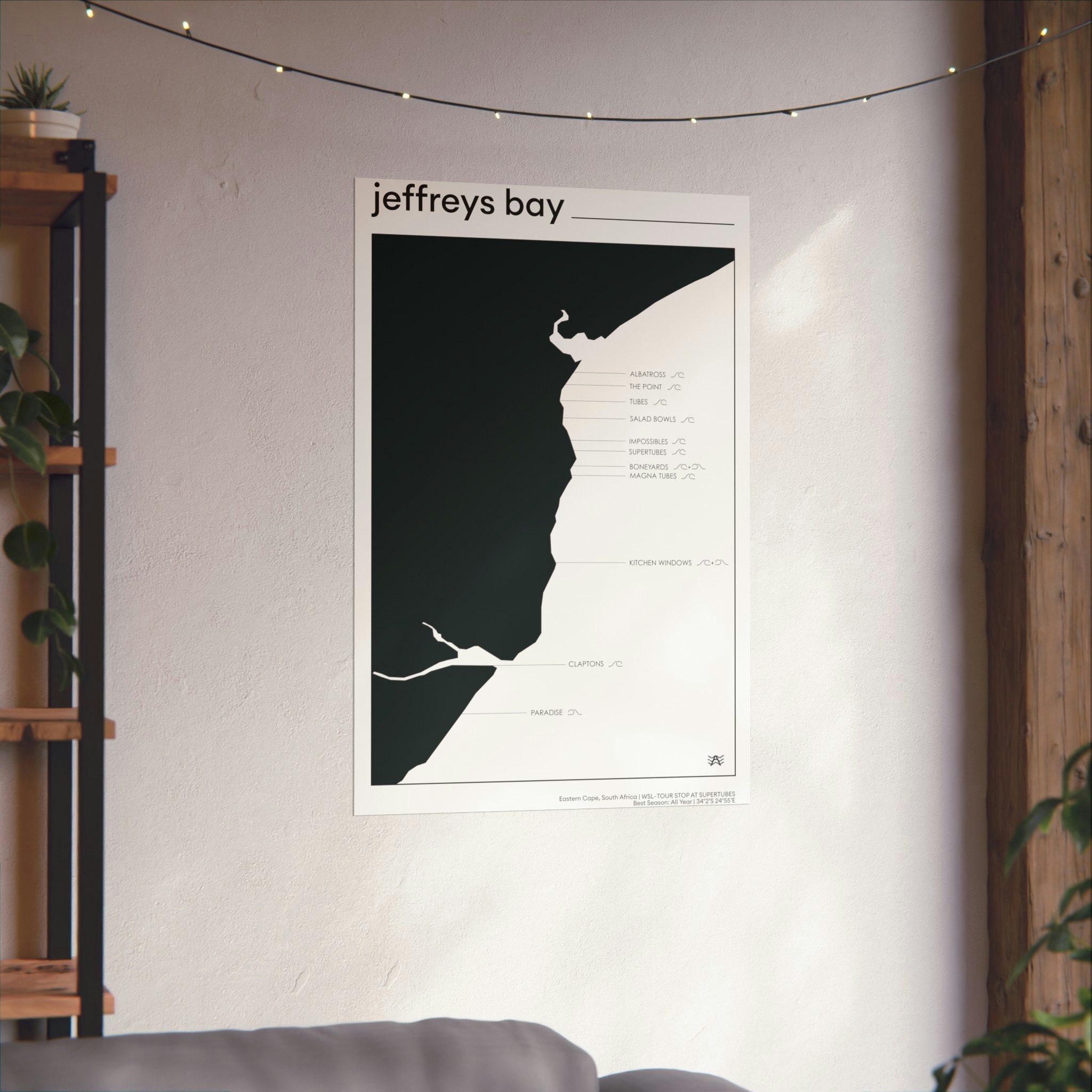 J-bay Surf Map / Surf Map Poster / Surf Gift / Surf Wall Art / - Etsy