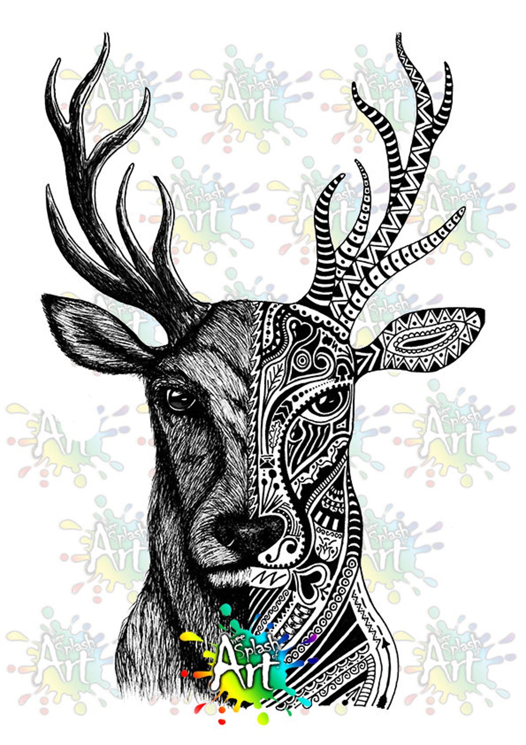 Stag | Stag Clipart | Sublimation | Line Art | Pen Drawing |animal ...