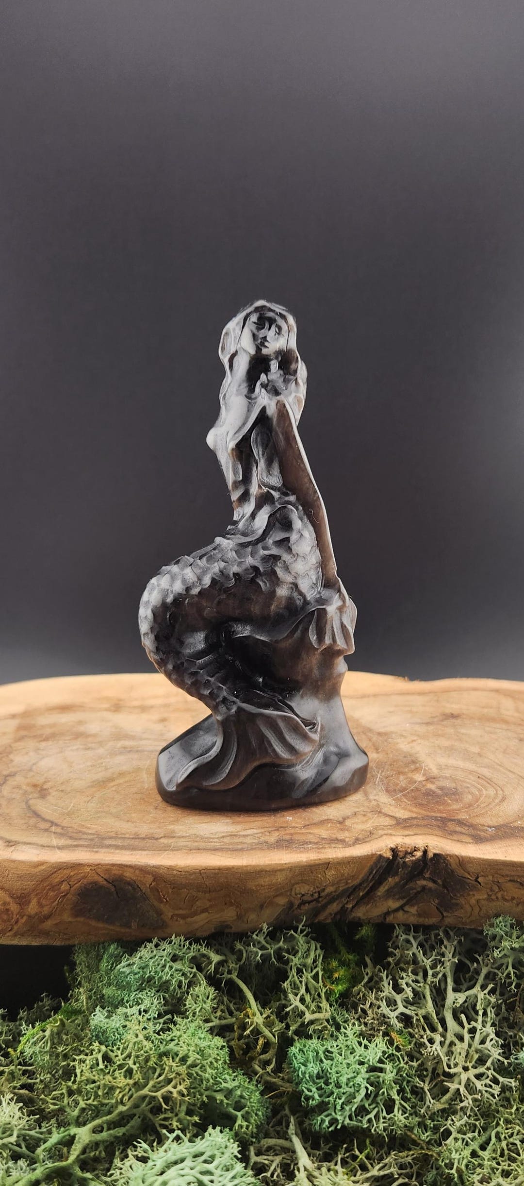 Silver Obsidian Mermaid Carving / Mermaid / Crystal Carving / Home ...
