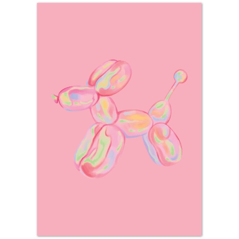 Pink Balloon Animal Trendy Poster, Pop Art Decor, Holographic Y2K ...