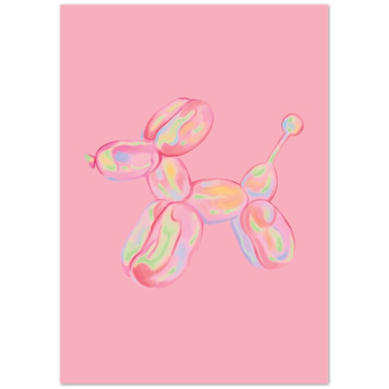 Pink Balloon Animal Trendy Poster, Pop Art Decor, Holographic Y2K ...