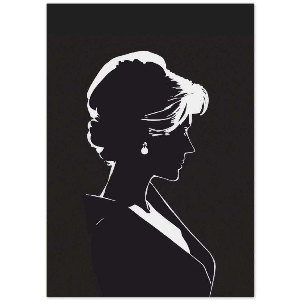 Princess Diana Iconic Silhouette Black and White Print, the Peoples ...