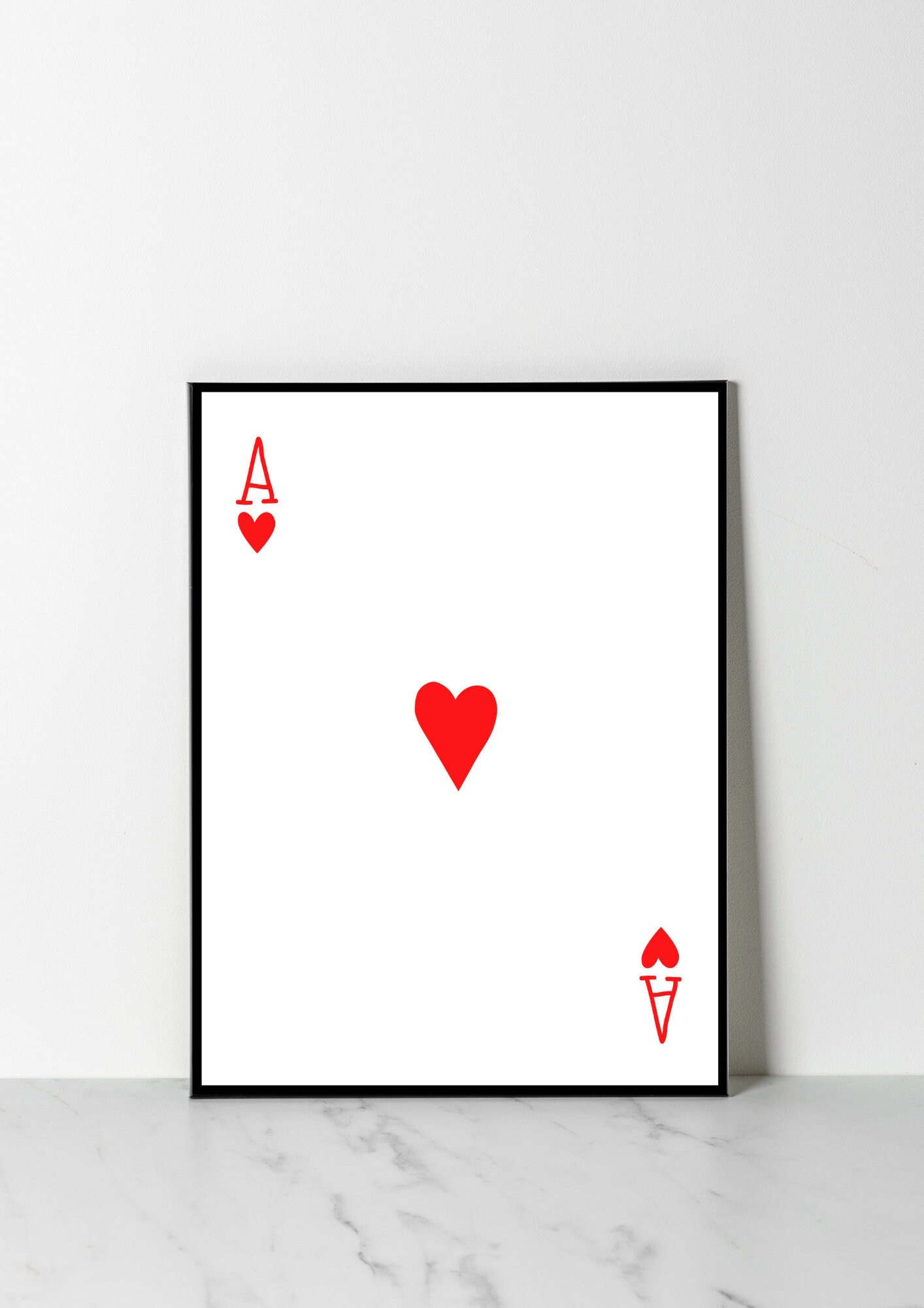 Red Ace of Hearts Poster, Aesthetic Card Poster, Vintage Poker Room ...