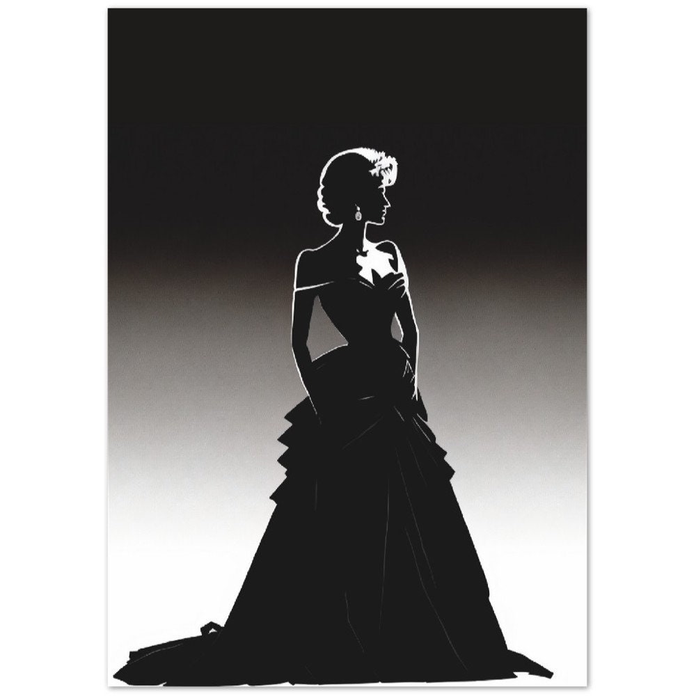 Princess Diana Poster, Black and White Wall Print, Silhouette Black and ...