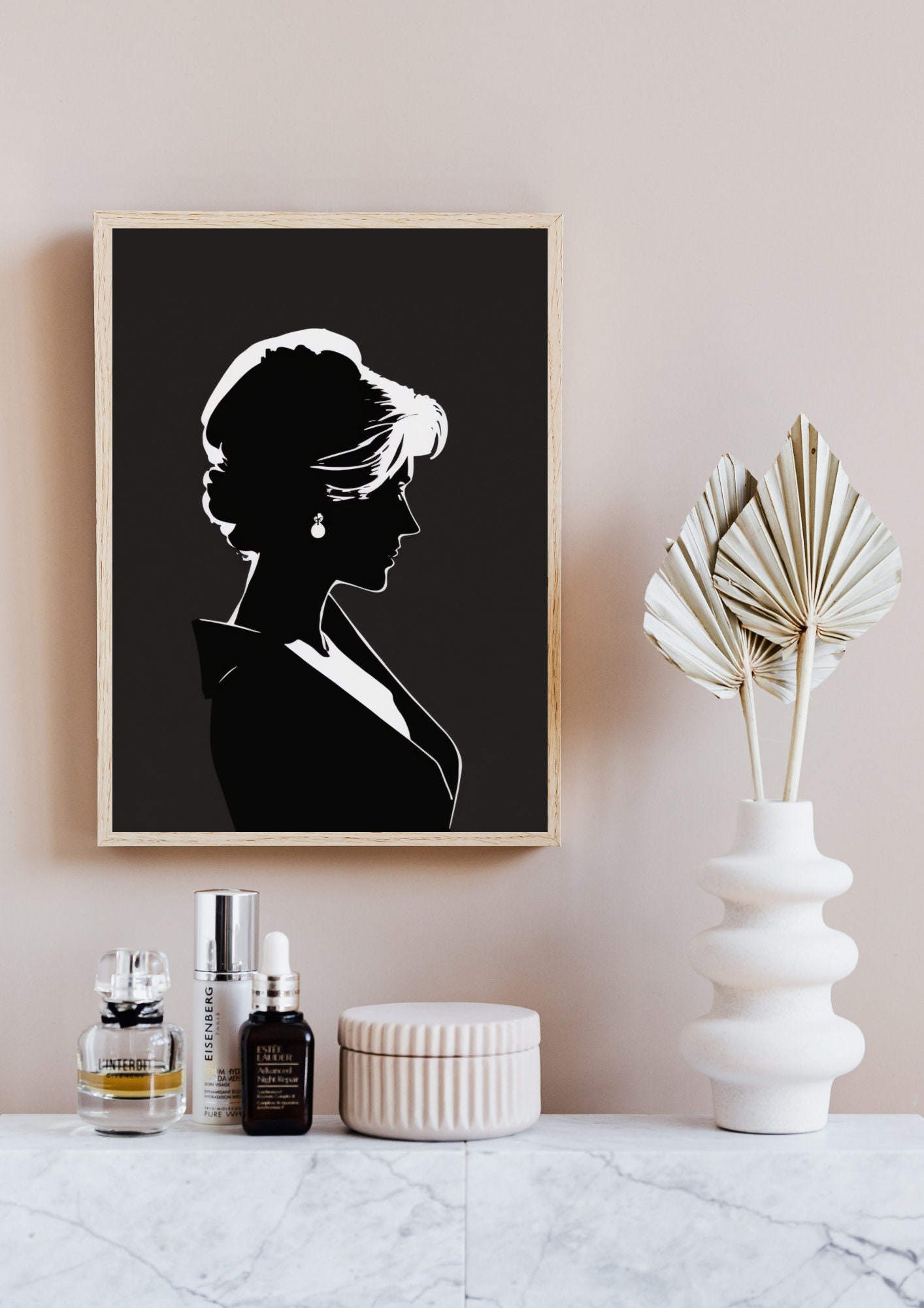 Princess Diana Iconic Silhouette Black and White Print, the Peoples ...