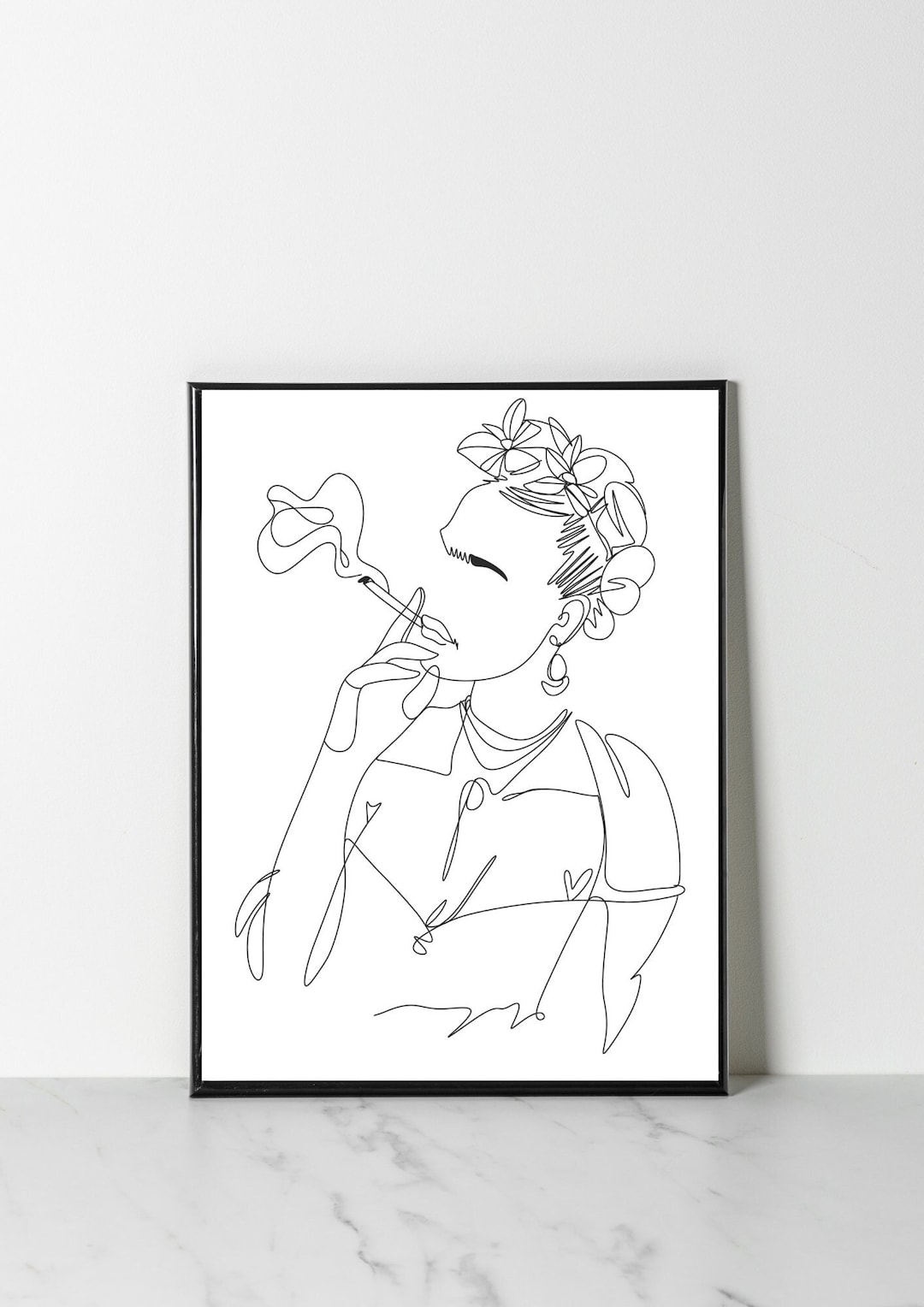 Frida Kahlo Line Art Poster, Minimalist Wall Decor, Feminist Line Art ...