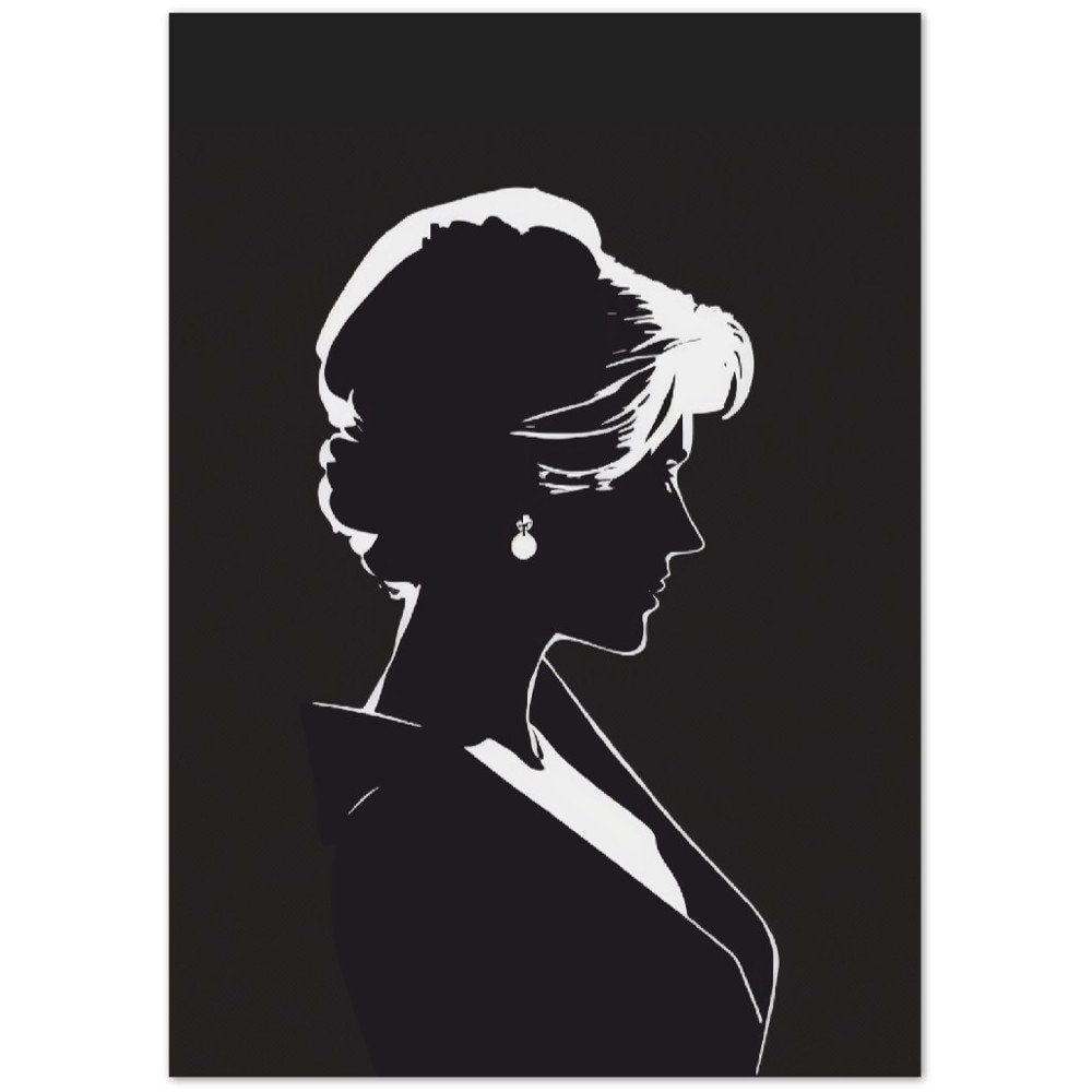 Princess Diana Iconic Silhouette Black and White Print, the Peoples ...