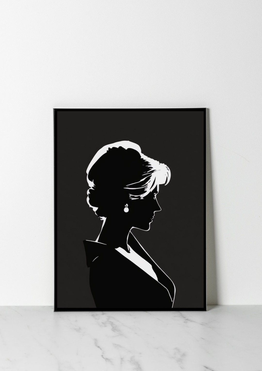 Princess Diana Iconic Silhouette Black and White Print, the Peoples ...