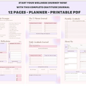 Gratitude Journal Printable BUNDLE Mindfulness Log, Gratitude Template ...