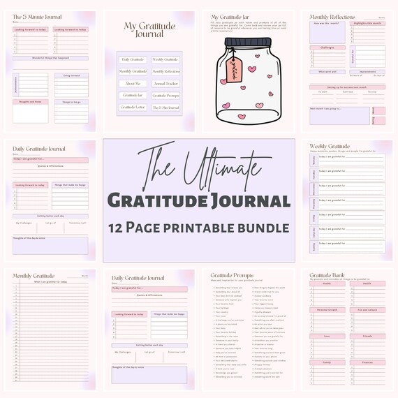 Gratitude Journal Printable BUNDLE Mindfulness Log Gratitude - Etsy